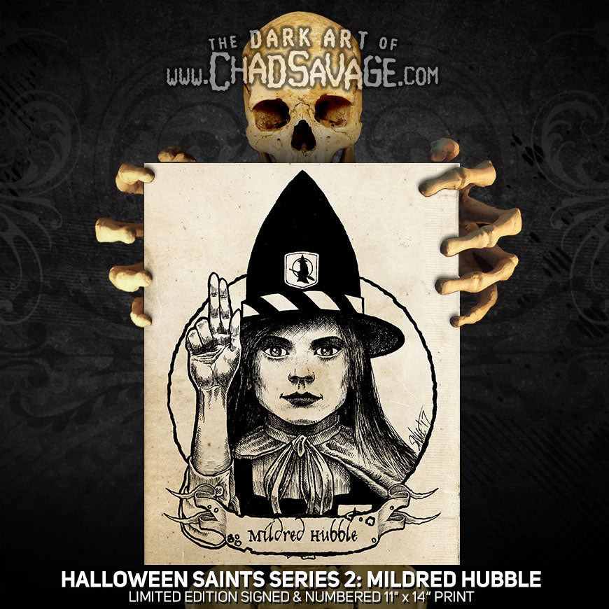 Halloween Saints Series 2: Mildred Hubble Art Print (Color and Black ...