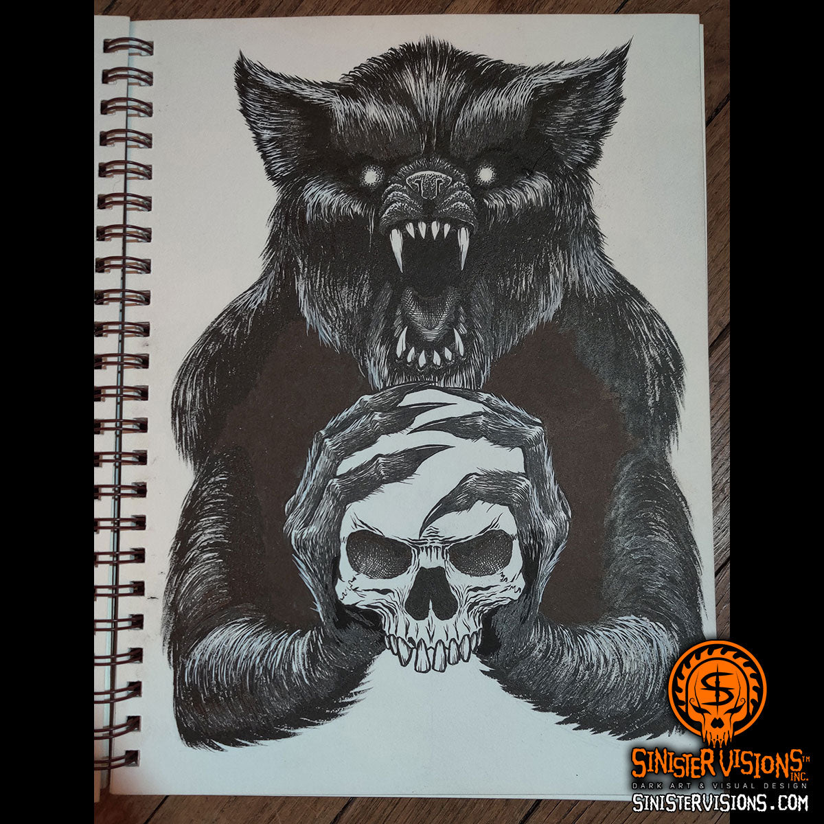 Werewolf with Skull Original Ink Drawing – Shop Sinister: Dark Art ...