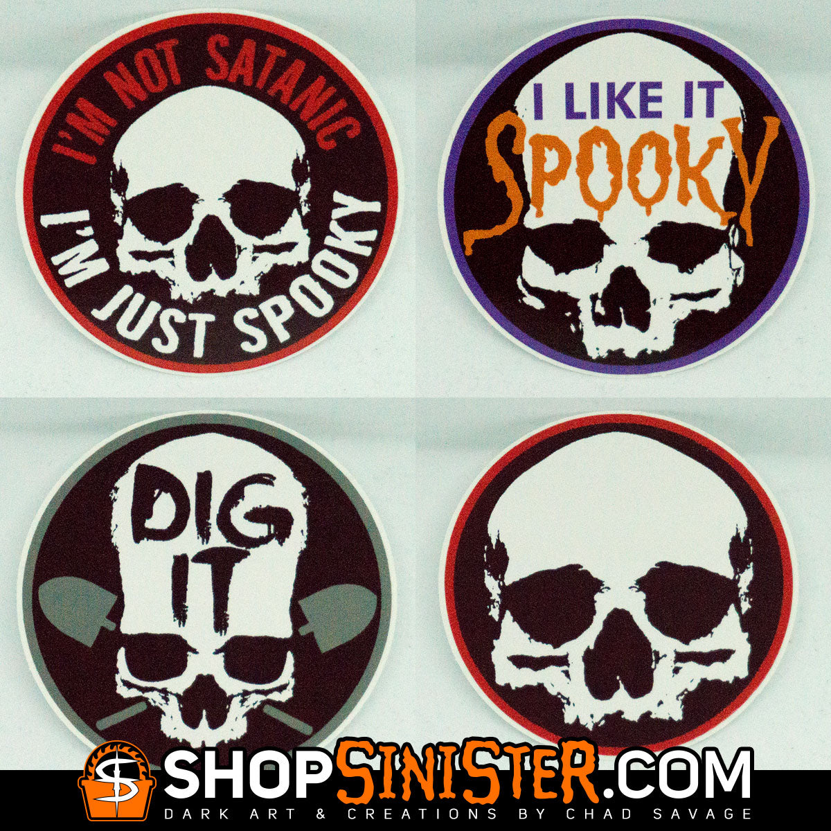 Skull Circle Stickers - Set of All 4 – Shop Sinister: Dark Art ...